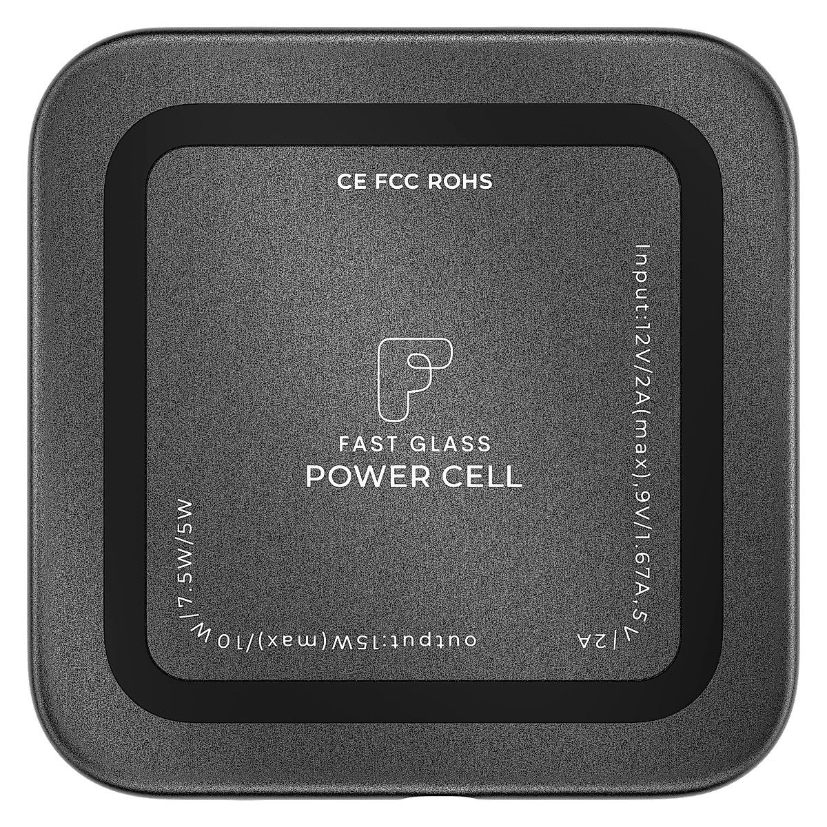 POWERCELL Wireless Charging Pad for iPhone 15 | 15W EPP Fast Charge Ready | Square Shaped Glass Top Aluminum Shell | USB to USBC Cable | Compatible with All Qi-Certified Devices | NO Power Adapter