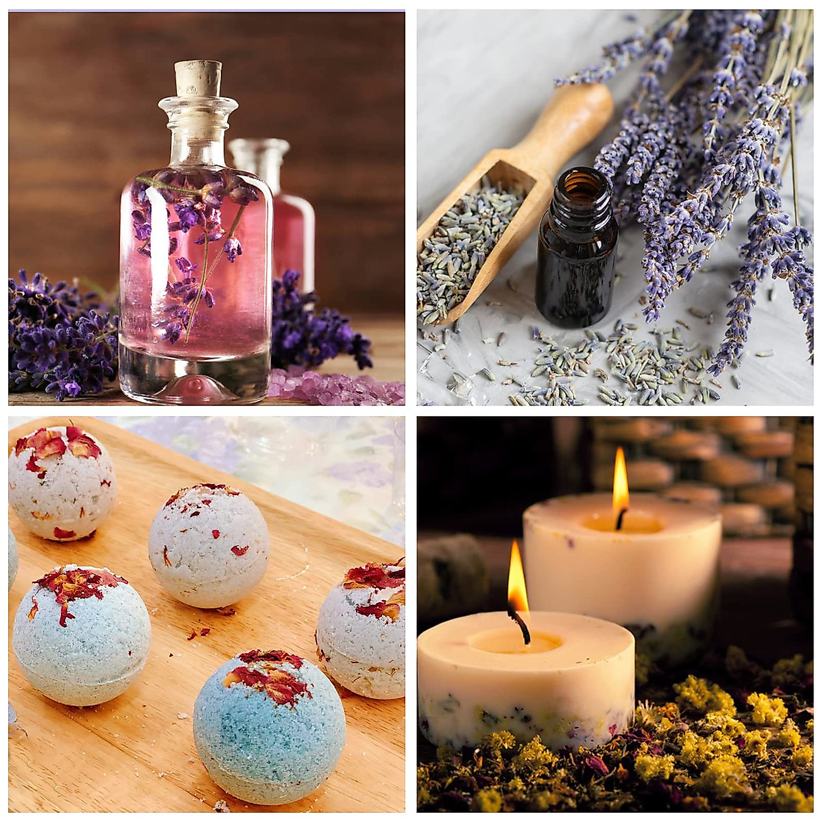 SACATR Dried Flowers, 50 Bags 100% Natural Dried Herbs Kit for Soap Making, Candle, Resin Jewelry Making, Bath, Nail - Include Rose Petals, Rosebuds, Lilium, Jasmine, Don't Forget Me and More