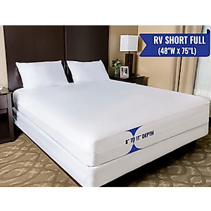 RV Short Full Mattress Protector (48”Wx75 L) Fits 8"-11" Depth - Zippered Waterproof Three Quarter 3/4 Full Mattress Encasement - Hypoallergenic Premium Bed Cover Protects from Dust Allergens