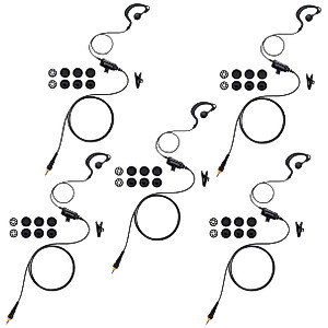 commountain Earpiece with Mic Compatible for Motorola Radios CLP1010, CLP1040, CLP1060, CLP 1010, CLP 1040, CLP 1060, CLP G Shape Earhook Headset-5 Pack