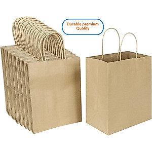 57 Lb Large Kraft Paper Grocery Bags with Handles - 50 Count 12 x 17 x 7 - Durable, Reusable & Eco-Friendly Shopping Bags, Brown Kraft Take-Out Bags for Retail, To-Go, Any Occasion (50, With Handles)