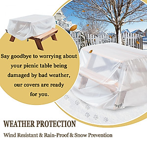 IndigoTempest9 Waterproof Picnic Table Cover for Outdoors,Plastic Cover,Frosted PVC Outdoors Furniture Covers for 6 ft Picnic Table Bench Set,75” L x 67” W x 30” H