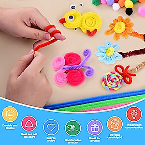 LHSQIOQIO Pipe Cleaners, 1000 Pcs 20 Assorted Colors 12 Inch Chenille Stems Craft Supplies with Pom Poms and Googly Eyes, Great for DIY Art Craft