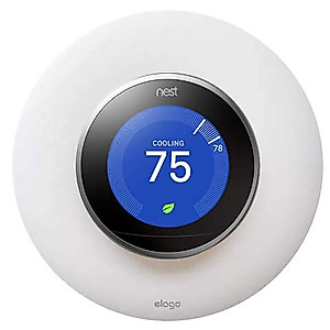 Google Nest Learning Smart Thermostat - 3rd Generation - Stainless Steel T3007ES Bundle with Google Nest Temperature Sensor T5000SF + elago Wall Plate Upgraded Wall Mount Cover - Matte White