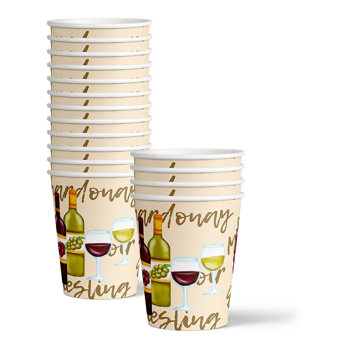 Birthday Galore Paint and Sip Party Supplies - 64 Piece Disposable Tableware Set For Bridal Shower - Wine Paper Plates Napkins Cups - Kit for 16