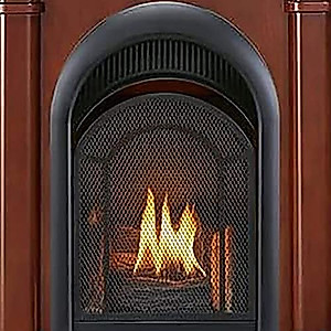 ProCom Dual Fuel Ventless Gas Fireplace System with Mantle, Thermostat Control, 4 Fire Logs, Use with Natural Gas or Liquid Propane, 15000 BTU, Heats up to 600 Sq. Ft., Walnut