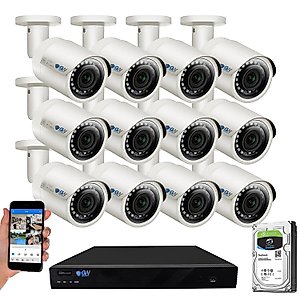 GW Security 16 Channel 4K NVR 5MP POE Audio & Video Smart AI Security Camera System - 12 x 5MP 1920P Weatherproof Bullet Cameras, Built in Microphone, Pre-Installed 4TB Hard Drive