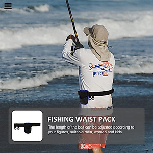 BESPORTBLE Fishing Belt Waist Support Fishing Rod Holder Leash Holder Fishing Holding Belt Fishing Pole Waist Holder Belt Holder Fishing Wading Belt with Hook Polyester Belly Top