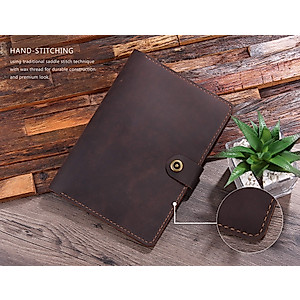 Leather Folio Cover Compatible with Rocketbook Executive Size 6 x 8.8, Handmade Rustic Leather Journal Cover for A5 Notebooks - Coffee