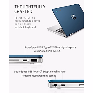 HP Chromebook 360 14a 2-in-1 Laptop, Intel Celeron Processor, 4 GB RAM, 32 GB eMMC, 14” HD (1366 x 768) Chrome OS, Webcam & Dual Mics, Work & Play with Long Battery Life (14a-ca0060nr, 2021)