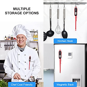 Lonicera Instant Read Digital Meat Thermometer for Cooking Food, Bread Baking, Water and Liquid Temperature, Waterproof and Long Probe for Candy, with Backlit LCD and Magnet (Red)