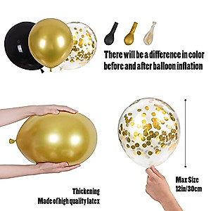 CANREVEL 120pcs Black and Gold Balloons Confetti Metallic Black Gold Latex Balloons Garland kit for Birthday Graduation Wedding Anniversaries Bachelorette Party Decorations