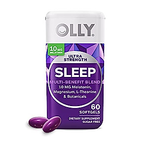 OLLY Ultra Strength Sleep Softgels, 10mg Melatonin, L-Theanine, Chamomile, Magnesium, Lemon Balm, Supports Deep Restful Sleep, Nighttime Sleep Aid, Non Habit-Forming - 60 Count