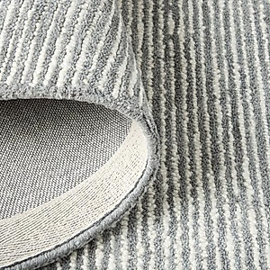 TOWN & COUNTRY LUXE Rita Ribbed Textured Hand Tufted 100% Wool Area Rug, Grey/Blue/Ivory, 8"x10"