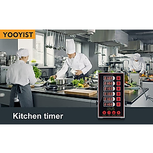 YOOYIST Professional Kitchen Timers Digital Led 6-Channel Restaurant Kitchen Timer Super Loud Programmable Stainless Steel for Food Fryer Baking Cooking Industrial