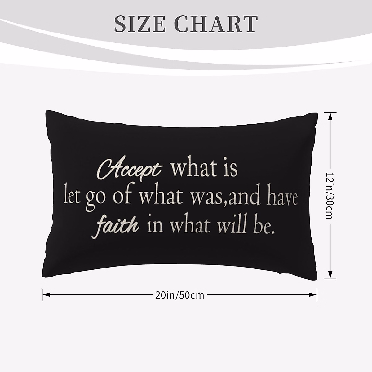 NIDITW Inspirational Quote Throw Pillow Cover 12x20 Inches Accept What is Let Go of What was and Have Faith in What Will Be Lumbar Cotton Linen Cushion Case for Sofa Home Decor