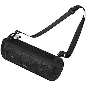 Geiomoo Silicone Carrying Case Compatible with Anker Soundcore Motion+, Portable Cover with Shoulder Strap and Carabiner (Black)