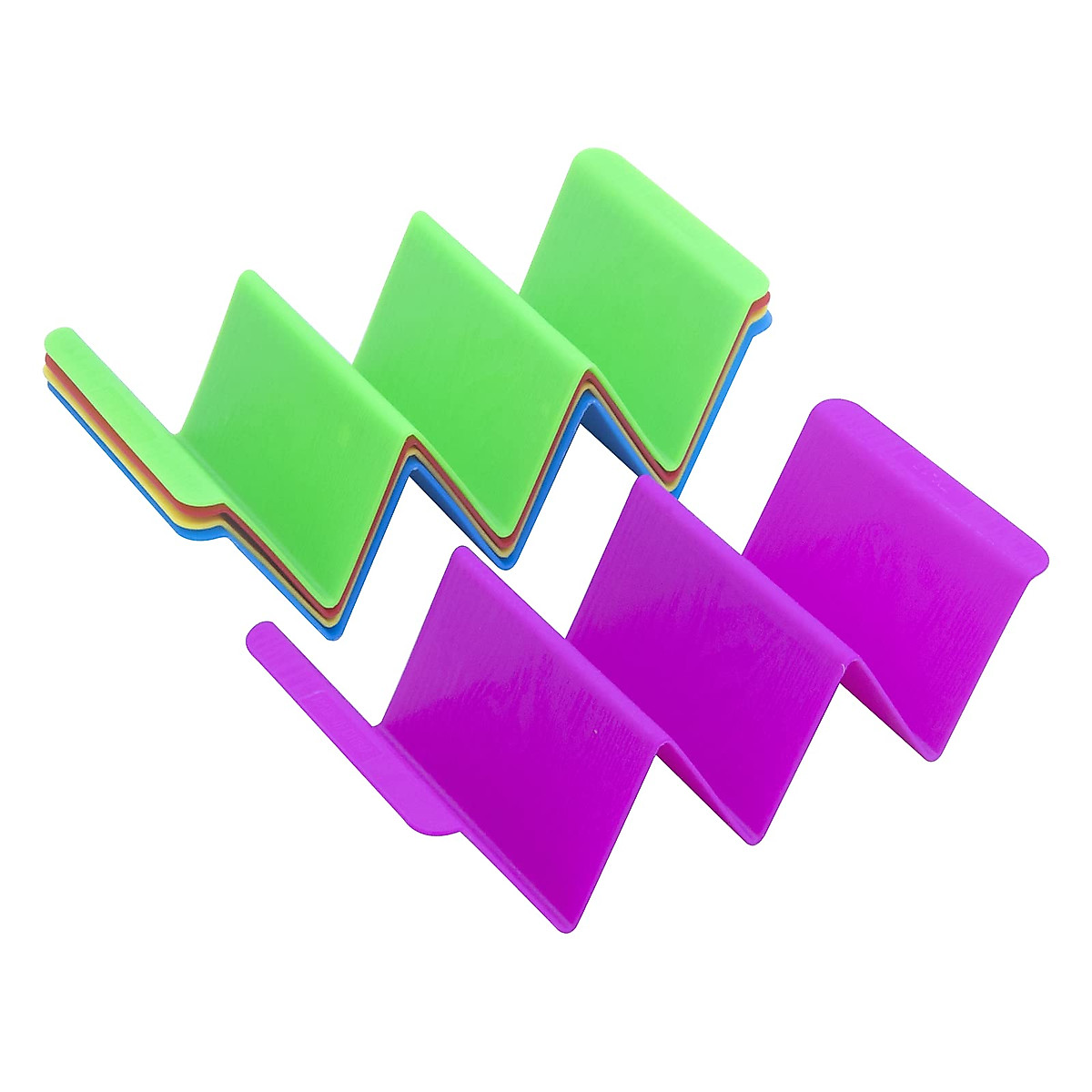 KZPA 5 Pcs Taco Holder Rack-Plastic Rainbow Coloerd Taco Tray, Taco Serving Platter