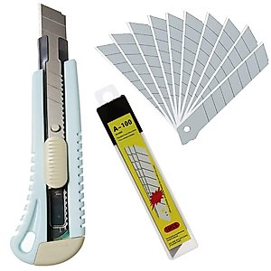 WEKOIL Utility Knives Retractable Box Cutter,18mm Wide Snap Off Blade Knife,11 Carbon Steel Blades,Hobby Art Paper Knives with Comfortable Handle,Heavy Duty for Office Home Warehouse,Blue