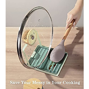 Spoon Rest for Cooking,Spoon Rest with Lid Holder Multifunction Kitchen Spatula Holder for Kitchen Counter
