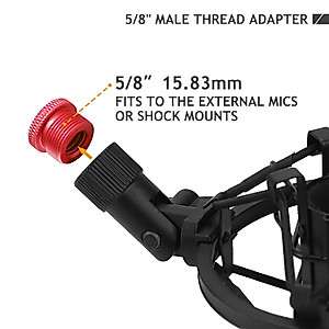 2 Pack Screw Thread Adapter, 5/8" Male to 3/8" Female Mic Screw for Blue Yeti/Blue Snowball/Blue Yeti X Microphone Stand Mount by Frgyee (Red)