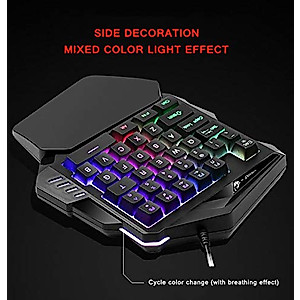Eboxer One Handed Mechanical Keyboard, Ergonomic Wired Left Hand Backlit Gaming Keypad for Win2000 / for Win XP/for Win ME/for Vista / Win7 / Win8