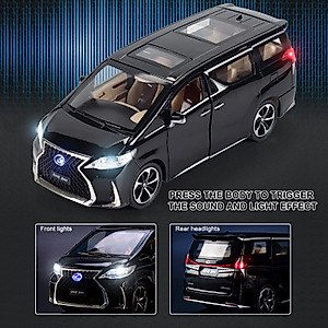 Diecast Metal Model Toy Car-1:24 Scale Model Car with Sound and Light, Model Car with Sound and Light for Kids Age 3+ Year. (Black)