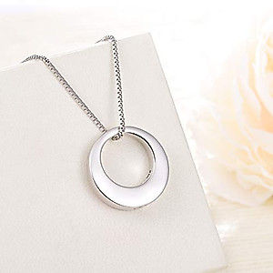 BEILIN Sterling Silver Circle of Life Eternity Memorial Urn Necklace Always with me Cremation Jewelry Pendant Necklaces for ashes (Silver)