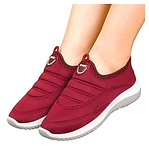 USYFAKGH Non Slip Shoes Women Platform Sneakers for Women Dance Shoes for Women Women's Leisure Breathable Mesh Outdoor Fitness Running Sport Warm Sneakers Shoes Red Wide 7.5
