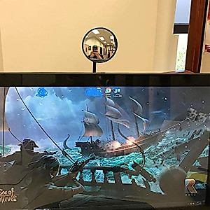 Ampper Glass Clip On Rear View Cubicle Mirror, Flexible Convex Security Mirror for Personal Safety Desk Rearview Monitors or Anywhere (3.75", Round)