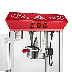 Olde Midway Bar Style Popcorn Machine Maker Popper with 10-Ounce Kettle - Red