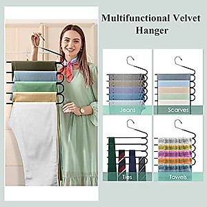 Velvet Pants Hanger Space Saving Non-Slip Jeans Hanger 4 Pack Black Multi-Layer Trouser Hanger, Tank Top Hanger Space Saving Bra Hanger for Closet Organizer Wooden Tie Storage Rack for Camisole (2Pcs)