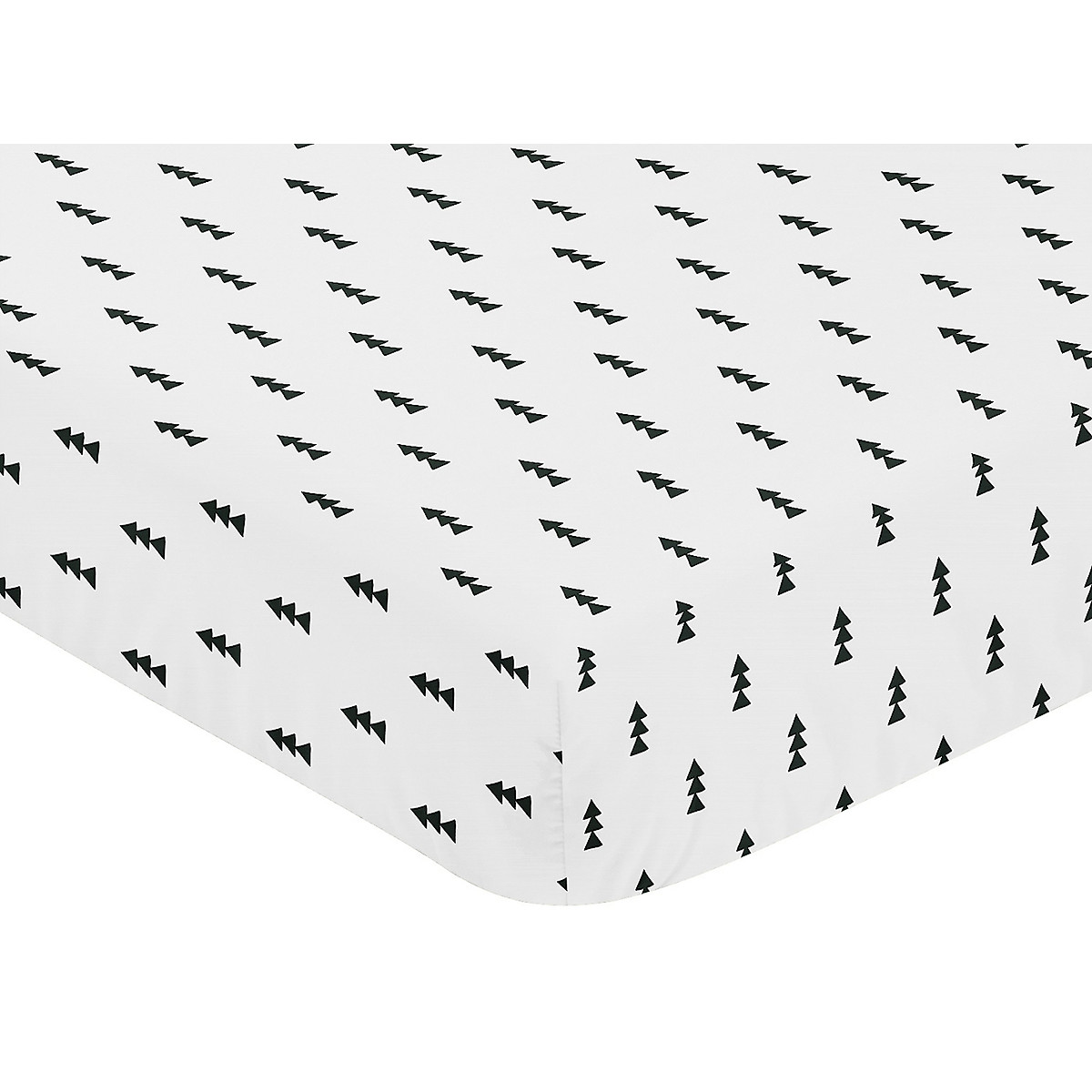Black and White Triangle Tree Baby or Toddler Fitted Crib Sheet for Bear Mountain Watercolor Collection by Sweet Jojo Designs