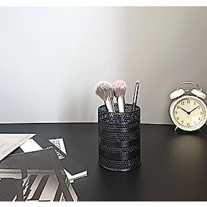Produco Pen Holder for Desk, Metal Mesh Pencil Holder Cup Organizer Office Stationery Caddy Stand Makeup Brush Holder, Black (Mid)