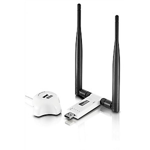 Netis Wireless N 300Mbps Long-Range USB Adapter with Two 5dBi Antennas and USB 2.0 Cradle (WF-2116), 300 Mbps High Gain