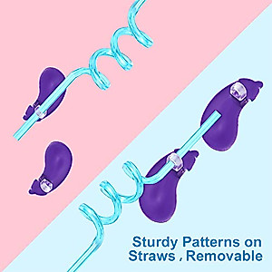 FZR Legend 24 Flamingo Fruit Cactus Reusable Plastic Straws,Hawaiian Beach Cocktail Luau Party Decorations Supplies Favors (24 SET)