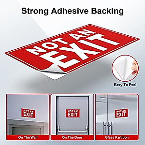Not an Exit Signs Stickers-No Exit Door Sign Self Adhesive Vinyl Stickers- 12 x 7 Inches Decal Not an Exit Signs Label - Laminated for Ultimate UV - Resistant PVC - Weather&Scratch Resistant - Indoor & Outdoor Use - White Text on Red Base (4 Pack)