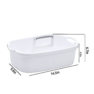 Large Cleaning Supplies Caddy With Handle, Plastic Cleaning Bucket Organizer for Cleaning Products, Under Sink Tool Storage Caddy(White)