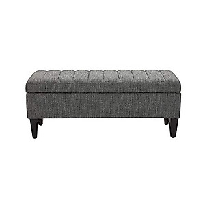 Amazon Brand – Rivet Maple Channel Tufted Upholstered Rectangular Storage Ottoman with a Soft-Close Hinge, 45.3"W, Dark Grey
