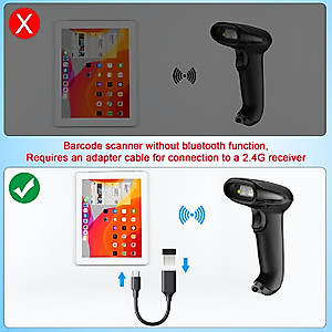 USB Wireless Barcode Scanner with Stand,Symcode Barcode Scanner Wireless Versatile 2-in-1 (2.4Ghz Wireless+USB 2.0 Wired) Rechargeable Cordless 1D Barcode Reader USB Handheld Bar Code Scanner Wireless