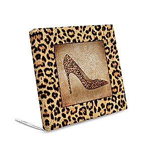 Outdoor Chair Seat Covers Set of 4,Leopard High Heels Animal Skin Print Waterproof Chair Seat Covers for Dining Room Kitchen,Vintage Flower Leaves Removable Washable Chair Seat Protector with Straps