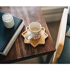 Suqoon Wooden Crescent Moon & Star Tray - Crystals & Stones Holder - Exquisite Serving Tray Set for Appetizers, Cookies - 11.5 inch Crescent Moon Tray for Healing Crystals Storage & 8 inch Star Tray