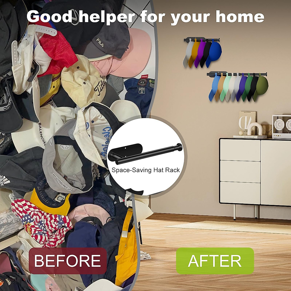 2 Pack Hat Racks for Baseball Caps,Retractable Hat Organizer Holder 20 Caps Stainless Steel Hat Storage Hooks Hanger Strong Adhesive Or Wall Drilled For Closet/Door/Living Room/Bedroom/Entryroom