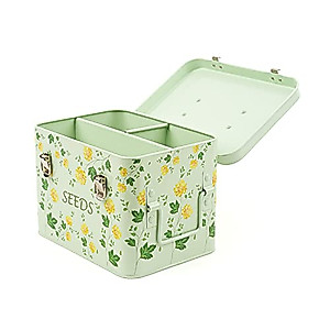 GLOCHYRA Seed Storage Box Garden Seed Packet Storage Organizer Seed Container Comes with 100 Plant Labels, 10 Seed envelopes, Marker Pen