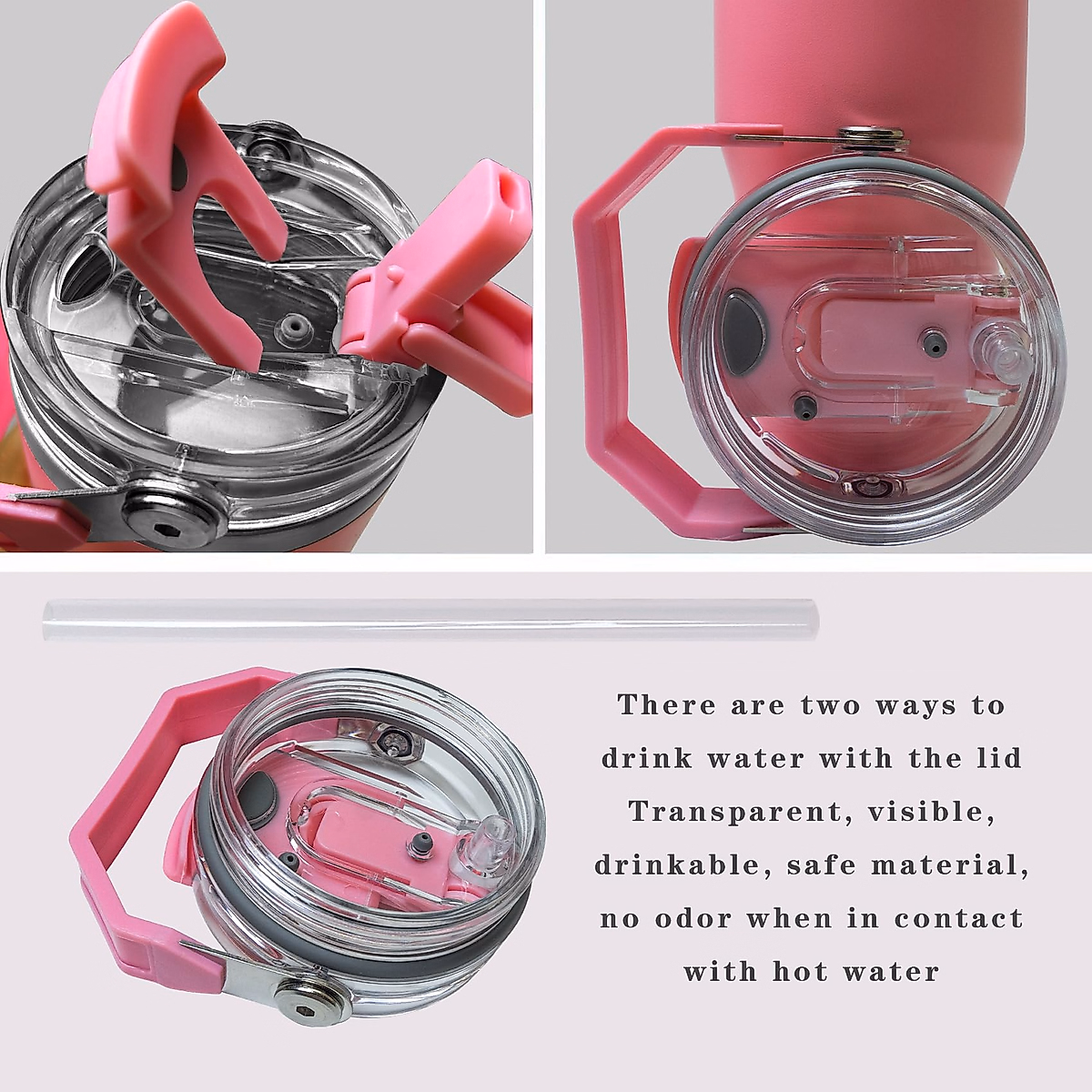 Replacement Lid for Stanley IceFlow 20oz 30oz Spill Proof Tumbler Cover with Handle & 2-in-1 Flip Straw Spout (Clear lid White)