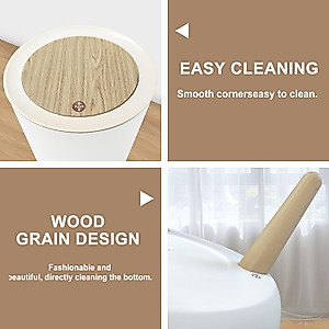 Small Trash Can with Lid Hand drawing watercolor hildren s pattern cute dino tropical leaves 1.8 Gallon/7L Garbage Can Waste Bin with Pop-Up Lid Wood Legs Wastebasket for Bathroom Kitchen Bedroom