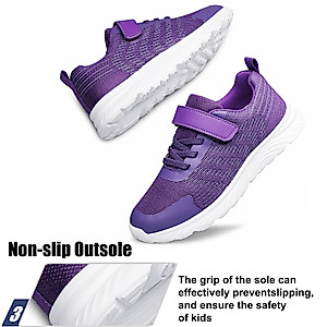 Raoendis Kids Shoes Girls Sneakers Sports Running Shoes Slip on Athletic Shoes Purple Big Kid Size 1