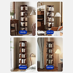 bookcases Rotating Bookshelf 360° Display 6 Tier Floor Standing Bookcase Storage Rack for Kids&Adults Bookshelf Organizer