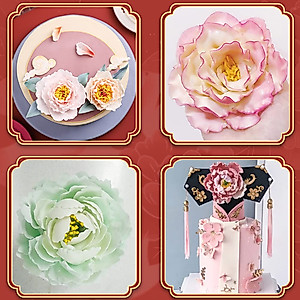 SK 5-Piece Peony Fondant Cutters Set Sugarcraft Modeling Tools Kit for Cake Decoration Red