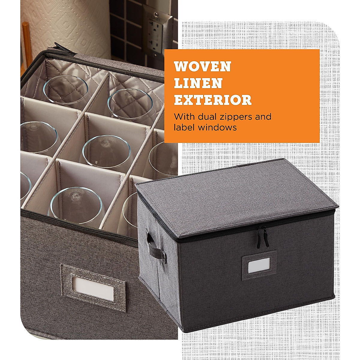 storageLAB Stemware Storage Cases (5 Piece Hard Shell Set for China Storage)